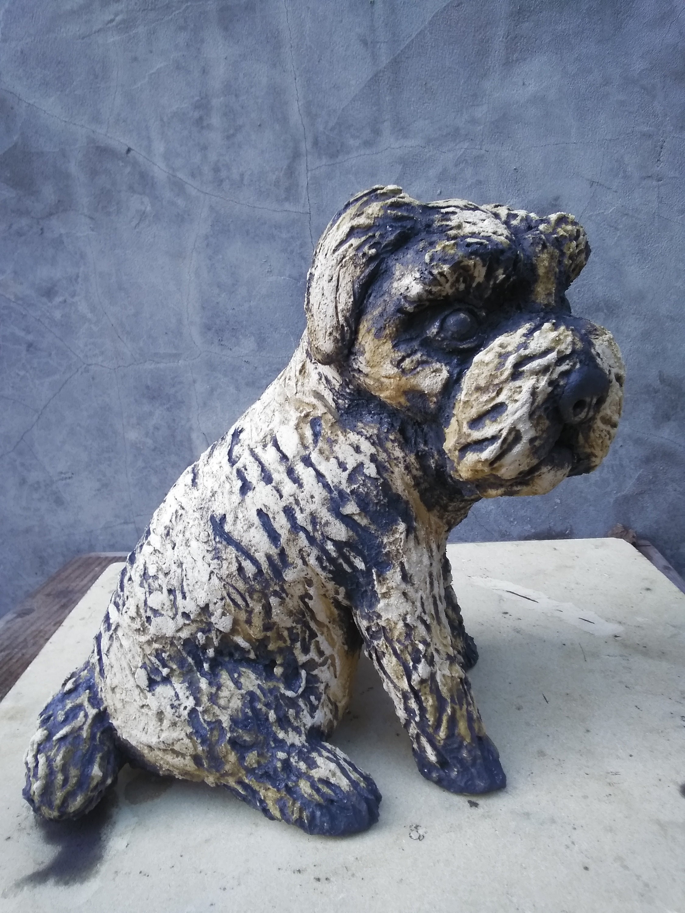 One-of-a-kind Fireclay Ceramic Dog Sculpture, Indoor/outdoor Decor ...