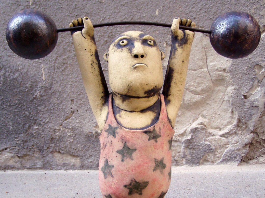 Ceramic Weightlifter - Etsy