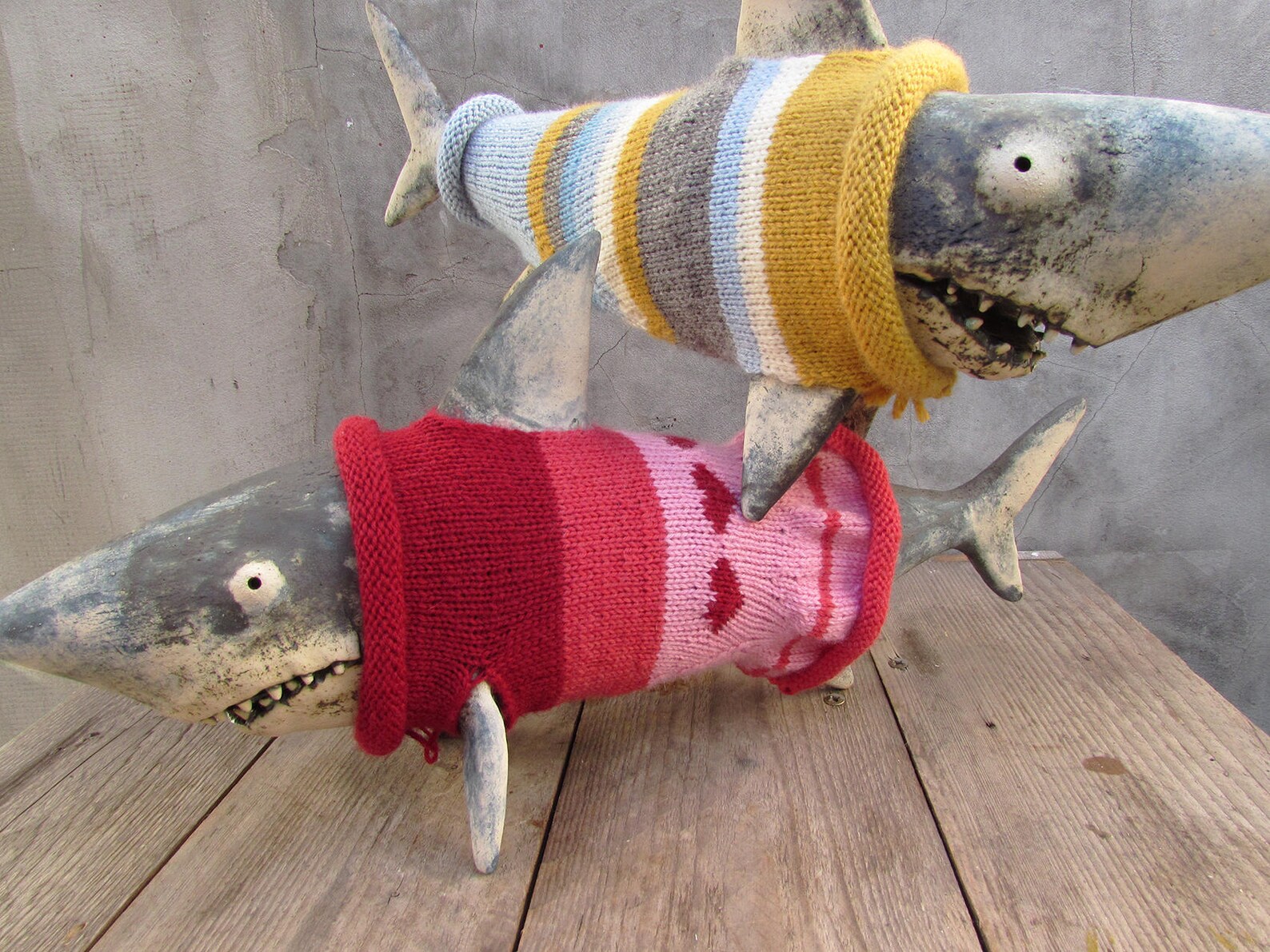 Ceramic Shark Sculpture in a Hand Knitted Mini Dress With | Etsy