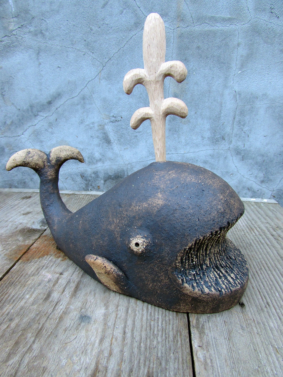 Ceramic Whale Sculptures With Ceramic or Hand Carved Wooden - Etsy