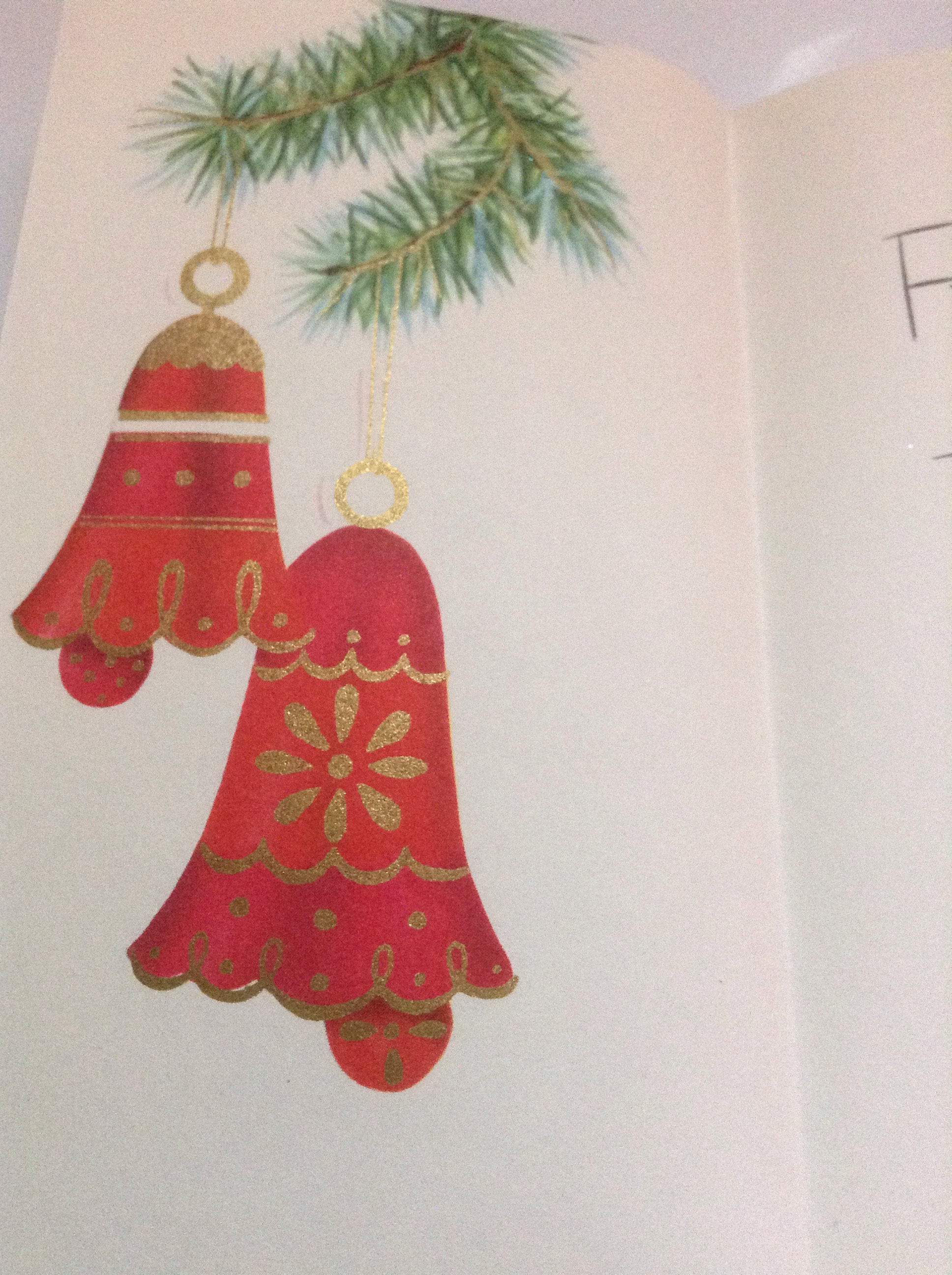 Vintage Christmas Card Bells With Pine Unusedenv - Etsy