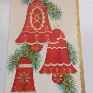 Vintage Christmas Card Bells With Pine Unused+env - Etsy