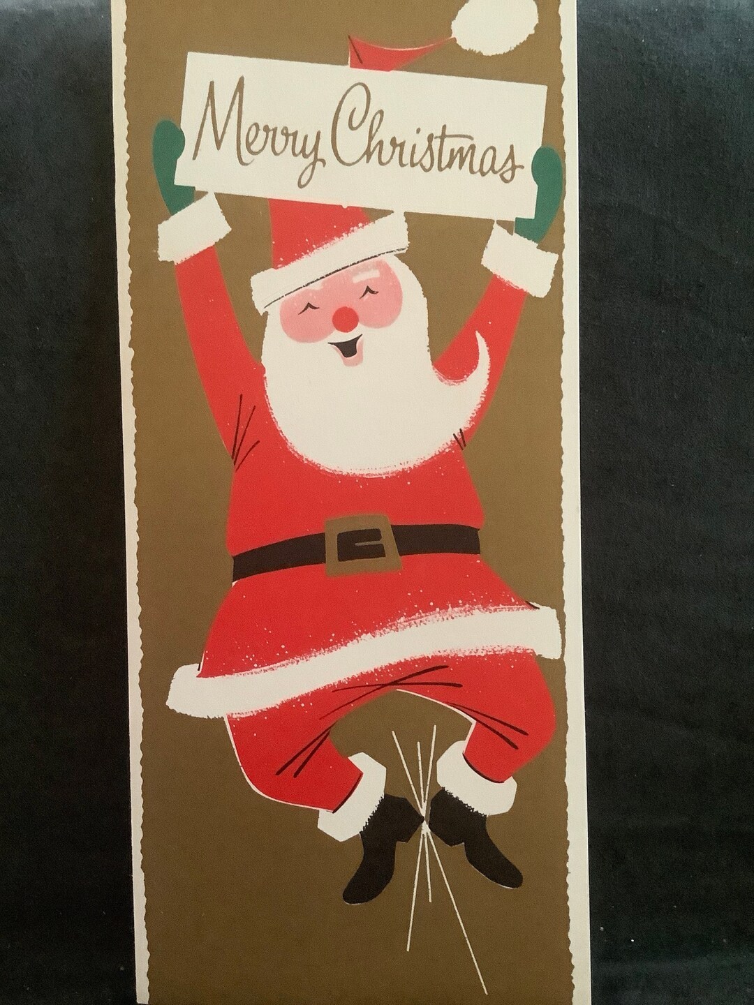 Vintage Christmas Fold Out Card Happy Santa Claus Unused+env - Etsy
