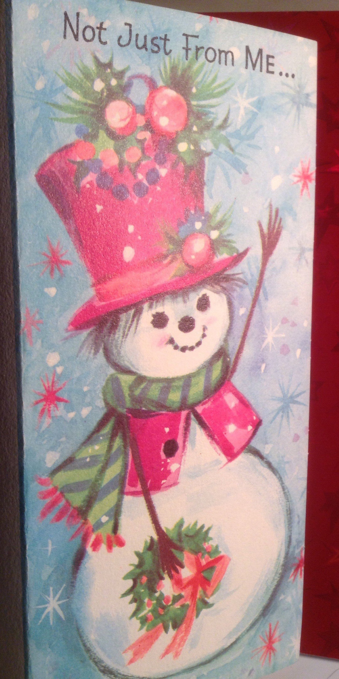 Vintage Fold Out Christmas Card Snowman Couple Pastels Etsy
