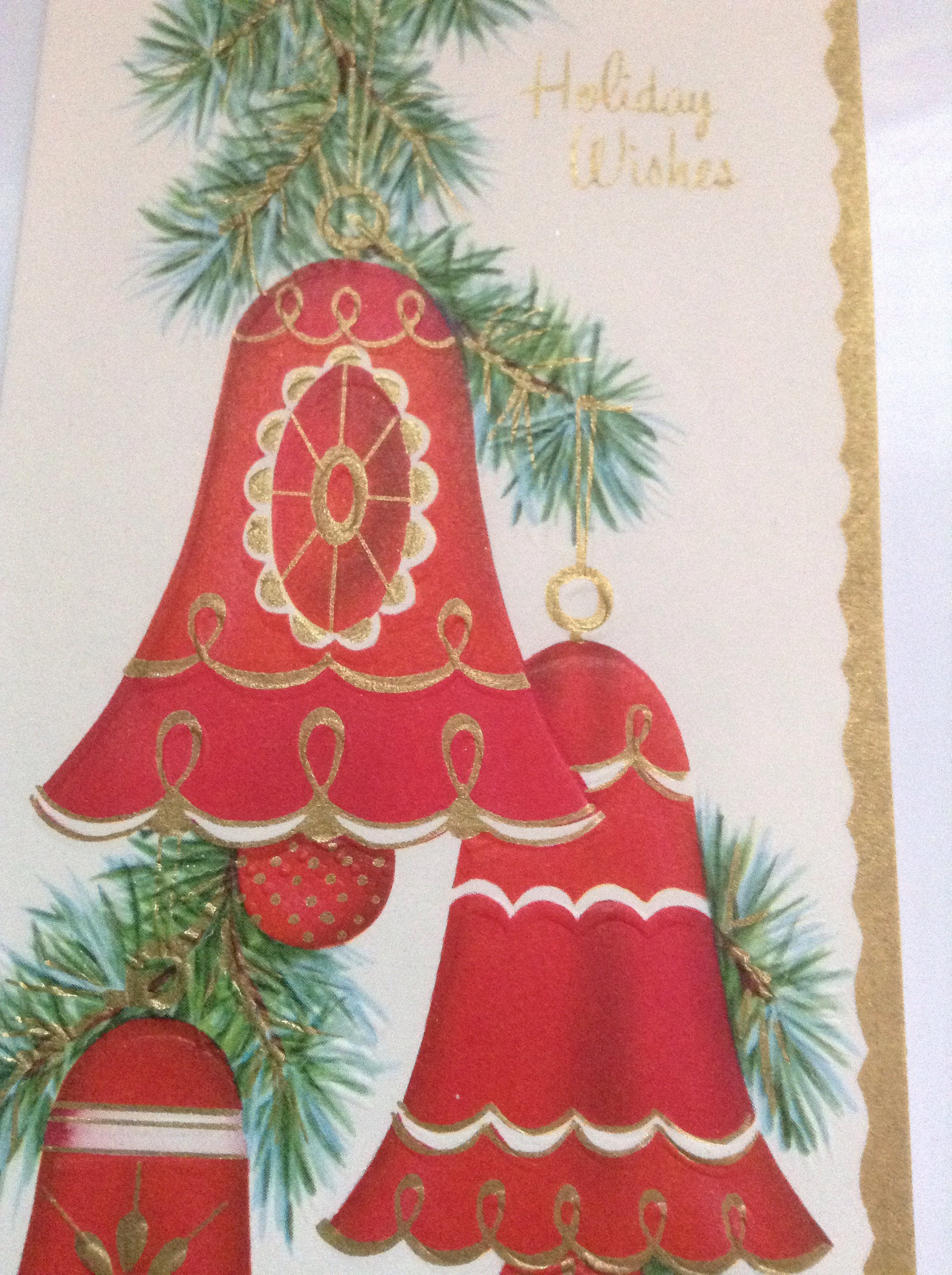 Vintage Christmas Card Bells With Pine Unused+env - Etsy