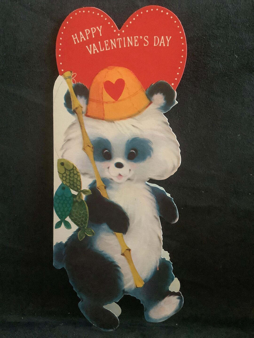 Vintage Hallmark Valentines Day Card Panda Fishing Unusedenv - Etsy