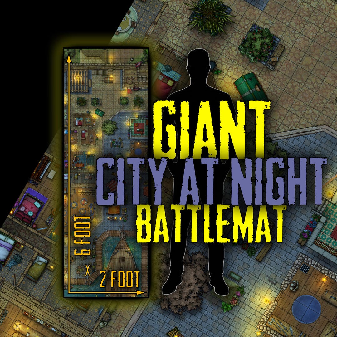 D&D Battle Mat | City at Night Map | Large High-resolution 16K ...