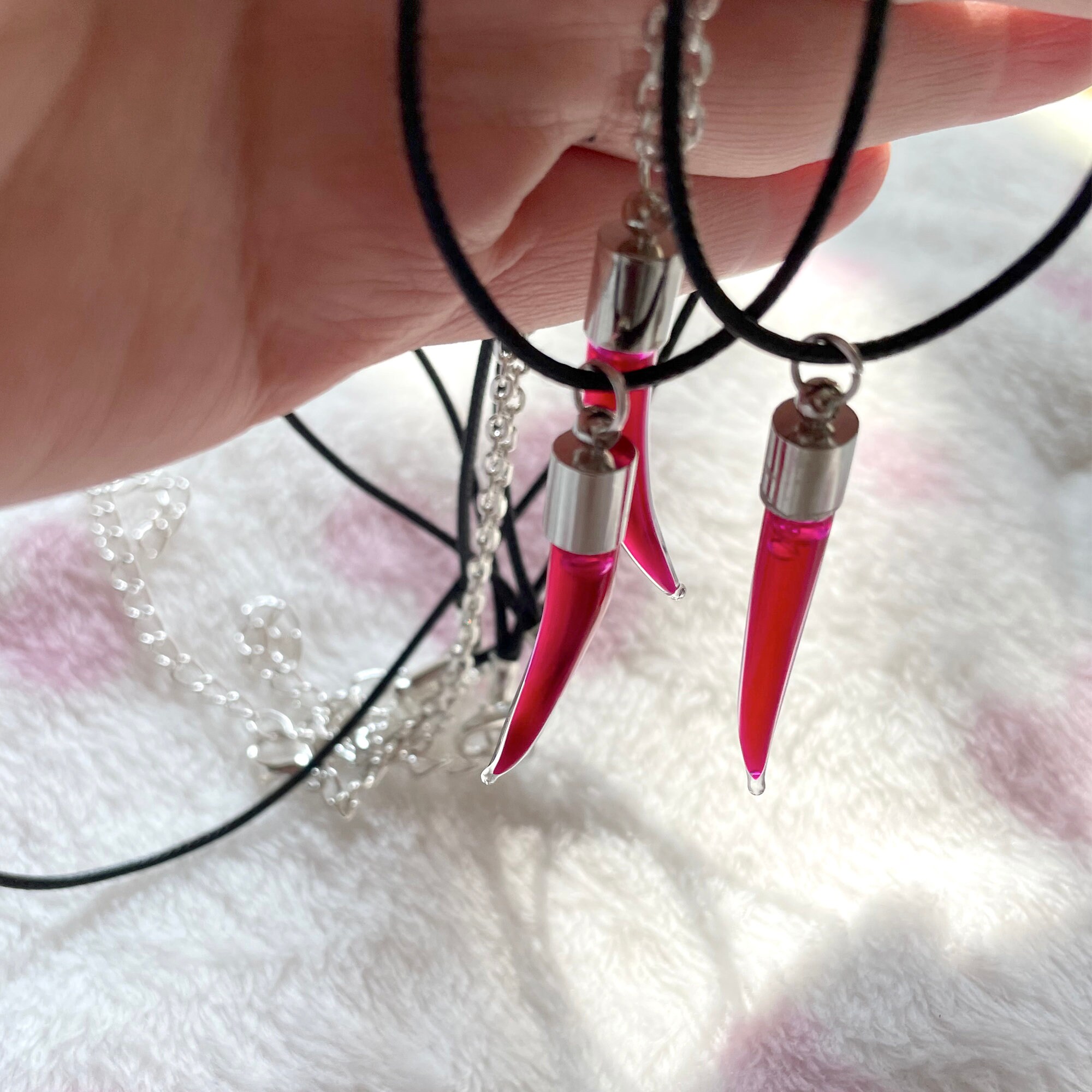 Gothic Blood Vial Necklace Anticoagulant Black Leather Cord Urn ...