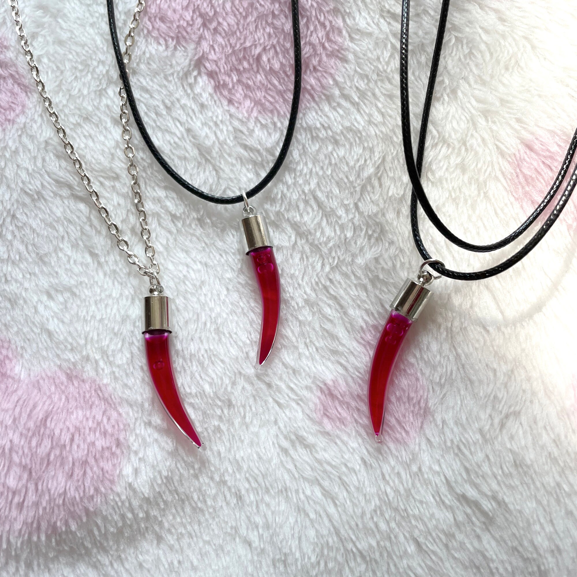 Gothic Blood Vial Necklace Anticoagulant Black Leather Cord Urn ...