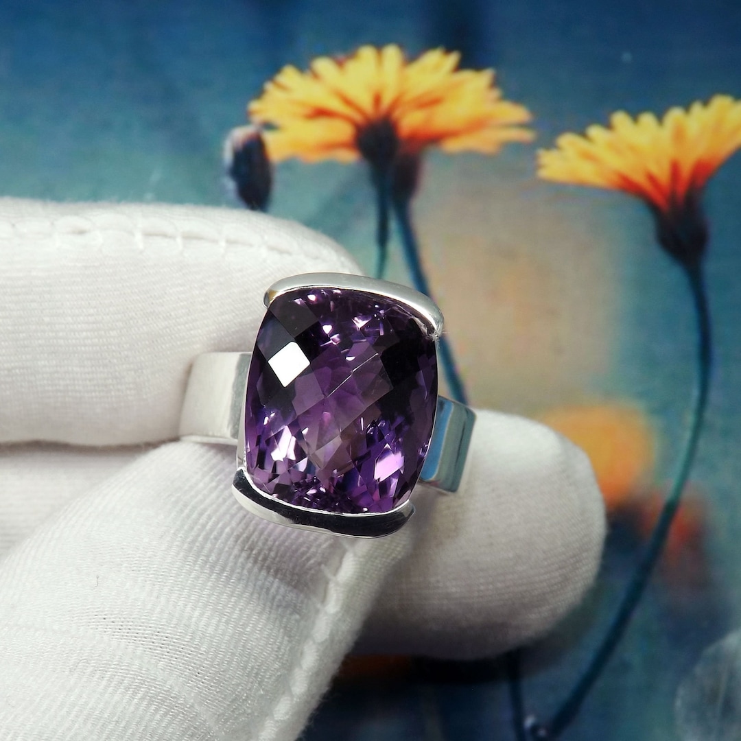 Huge Amethyst Ring, Big Amethyst Rings, Purple Amethyst Rings, Amethyst ...