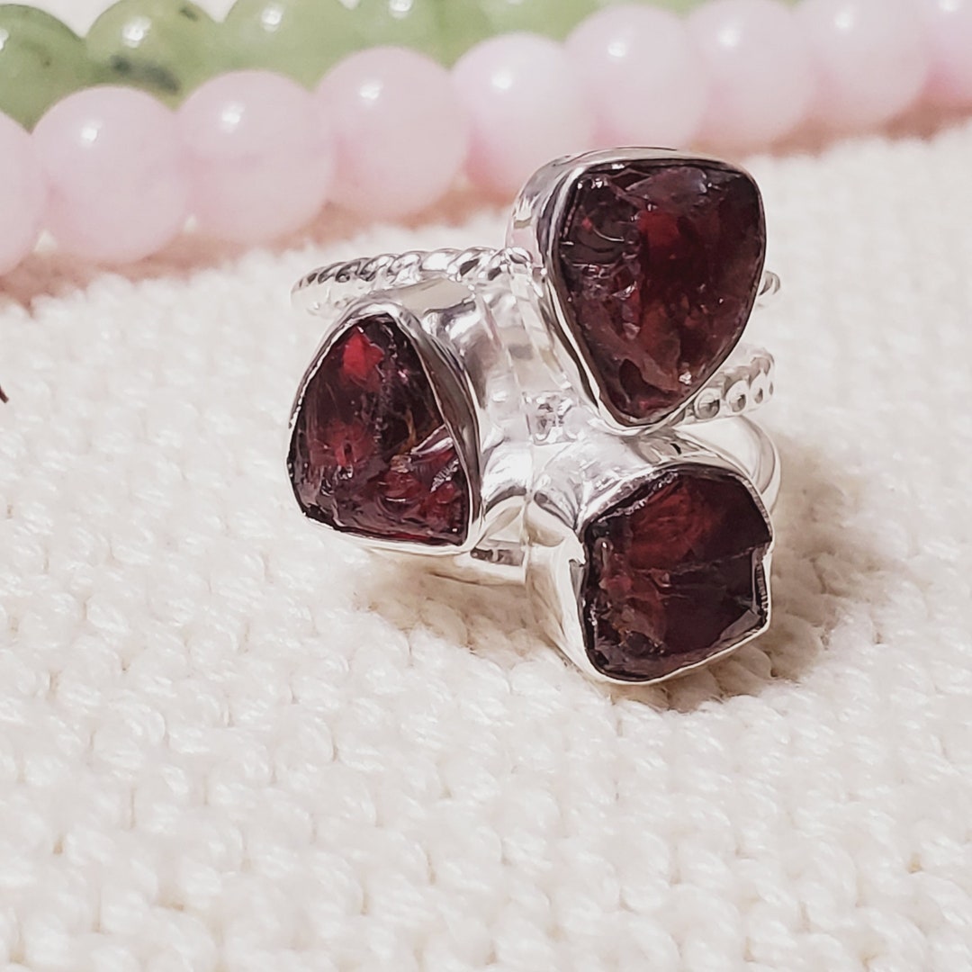 Granat Ring, Granat Ring, Januar Geburtsstein Ring, 925 Silber Ring ...