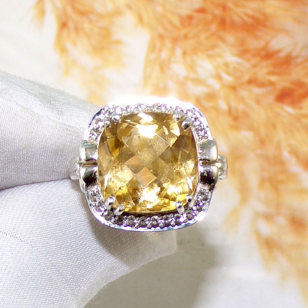 Natural Citrine Rings, November Birthstone Rings, CZ Ring, Designer ...