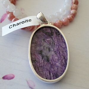 Huge Massive Charoite Pendant, Big Blue Charoite Pendant, Oval Charoite ...