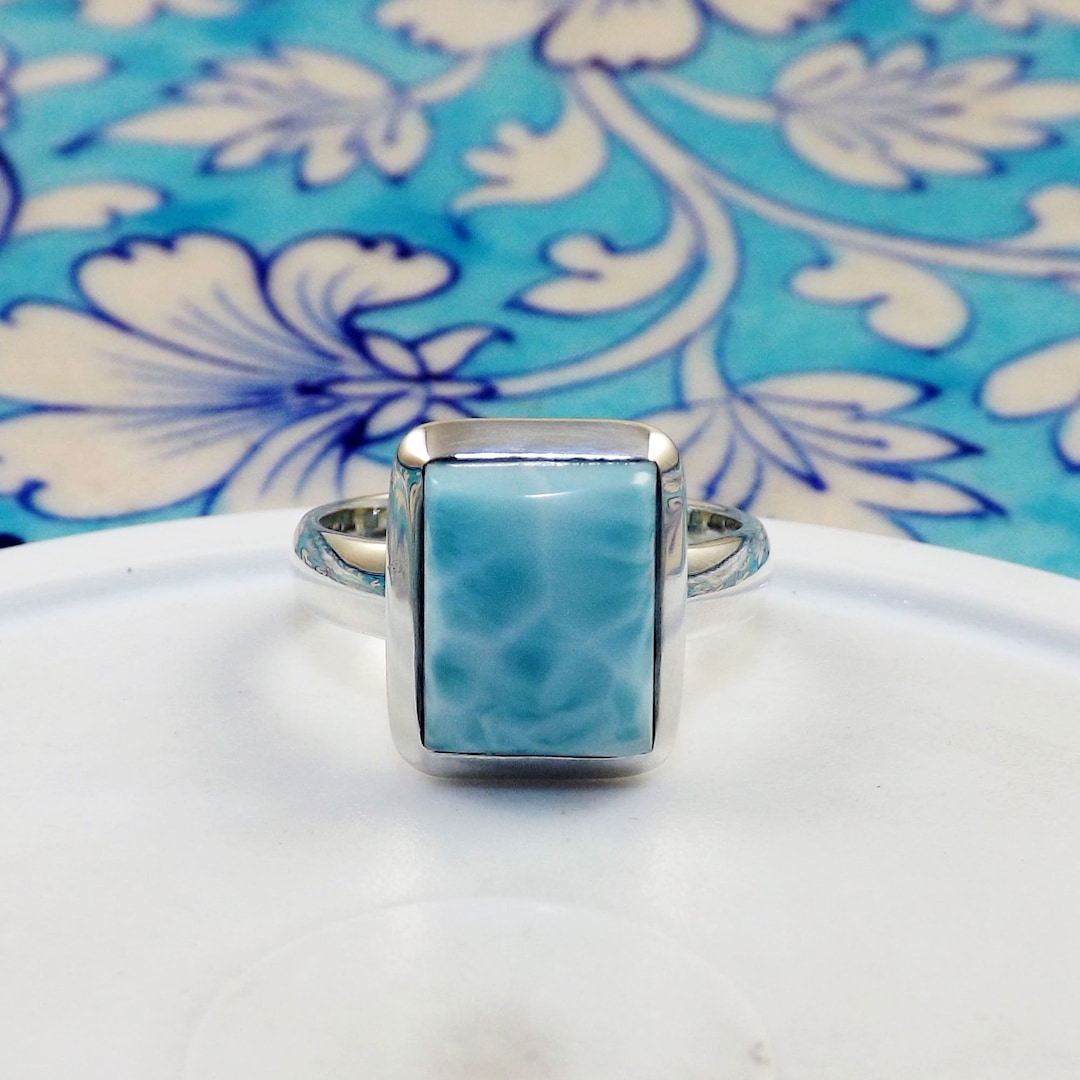 Genuine Larimar Ring, Real Larimar Rings, Solid 925 Silver Ring ...