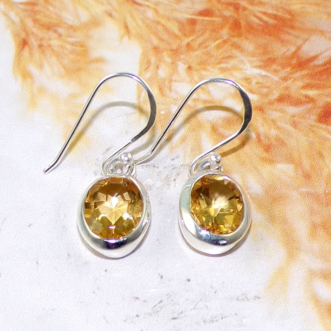 8x10mm Real Citrine Earring, Citrine Earrings, Citrine Jewellery, Solid ...