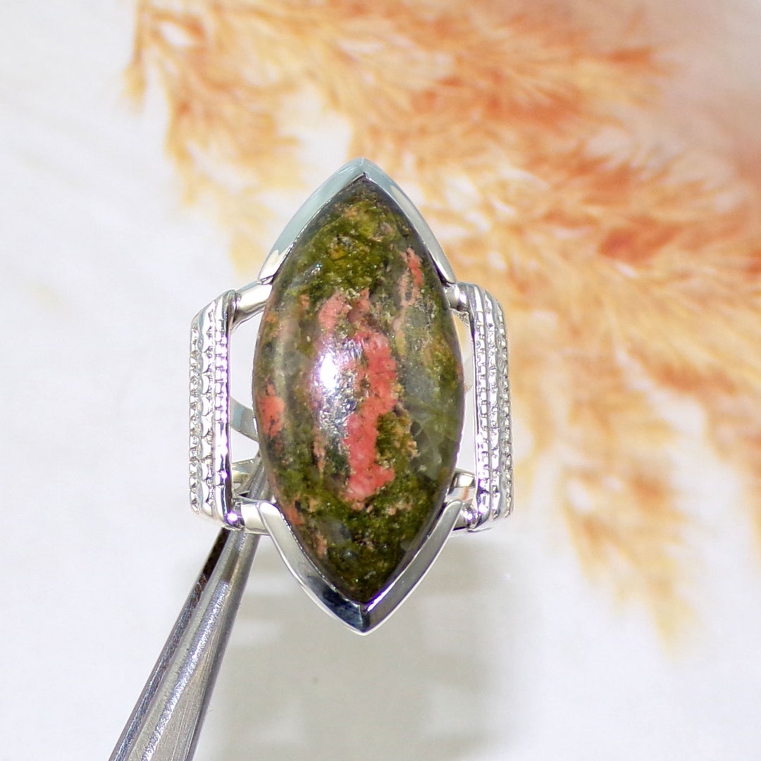 Natural Unakite Jasper Rings, 13x26 Unakite Jasper Jewelry, Unakite ...