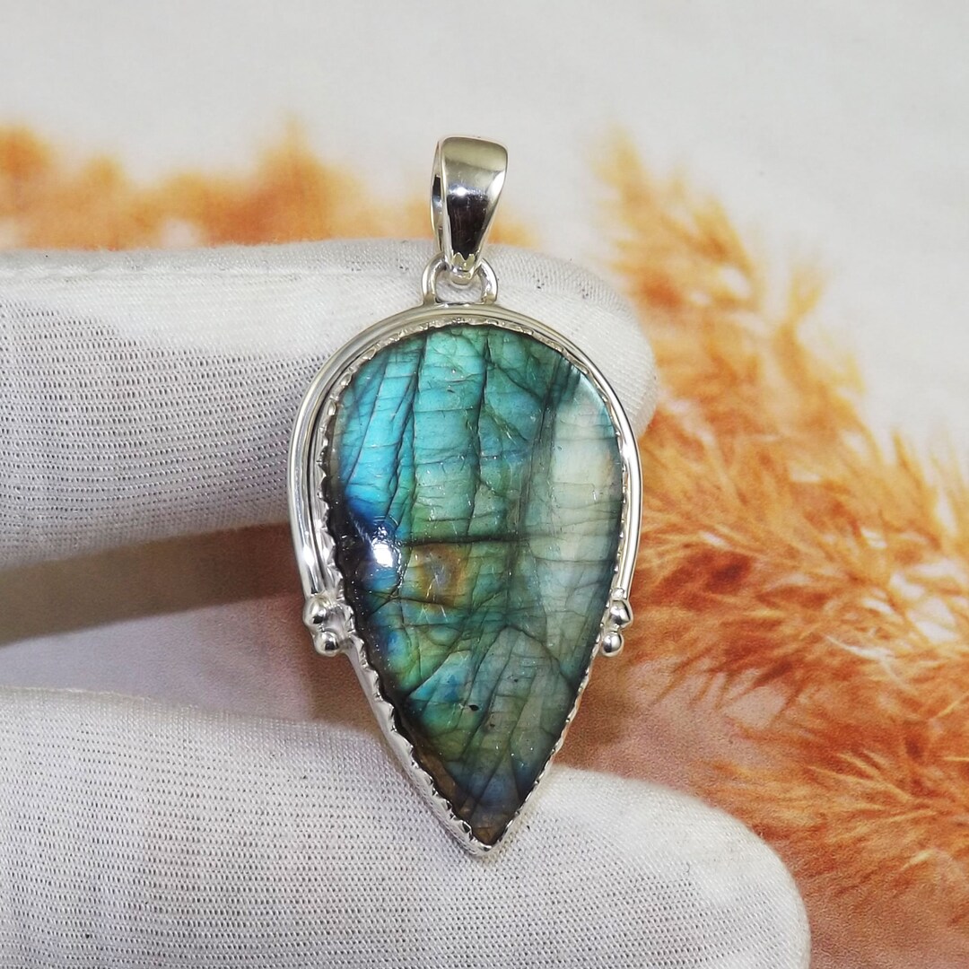 21x36mm Huge Labradorite Pendant, Blue Fire Labradorite Pendant, Big ...