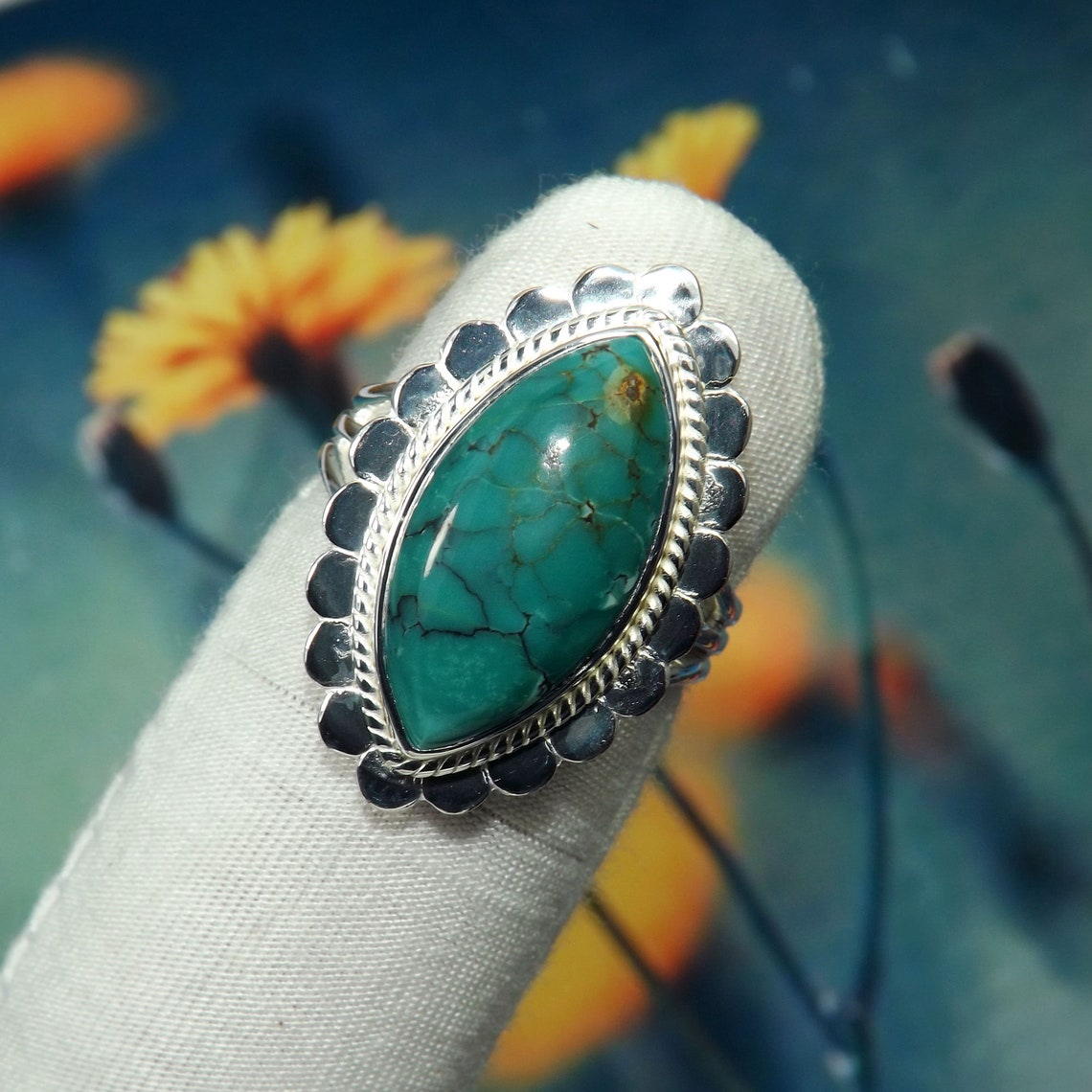 Tibet Turquoise Ring Turquoise Ring 925 Silver Ring Gift | Etsy