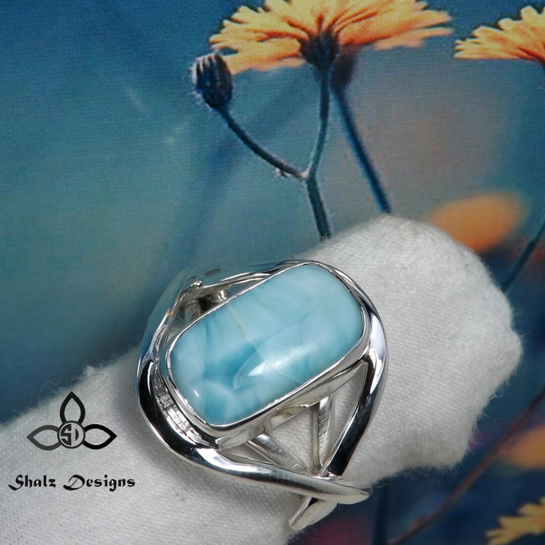 Larimar Ring, Larimar Stone Ring, Larimar Jewellery, Handmade Ring ...