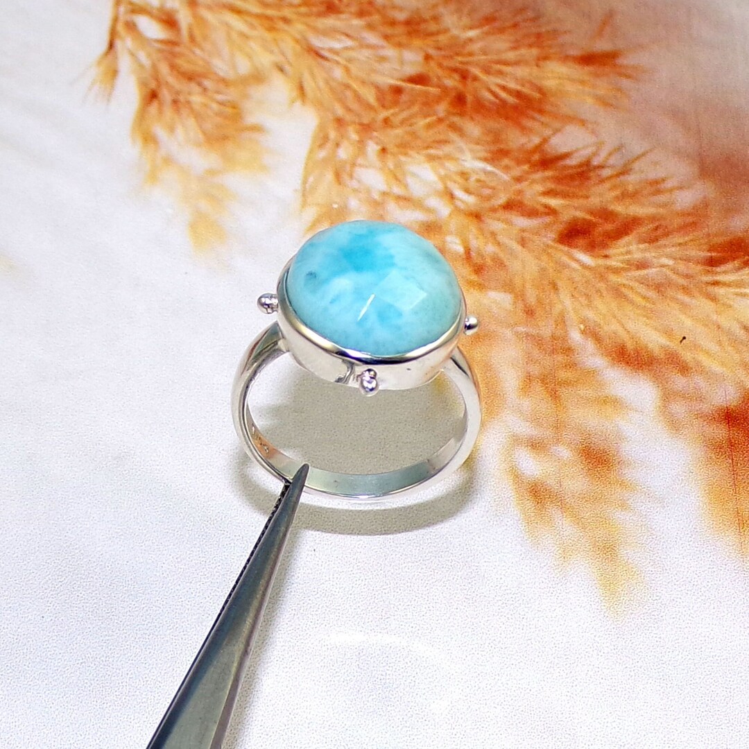 Faceted Larimar Ring: Ocean Blue, Solid 925 Sterling Silver - Etsy