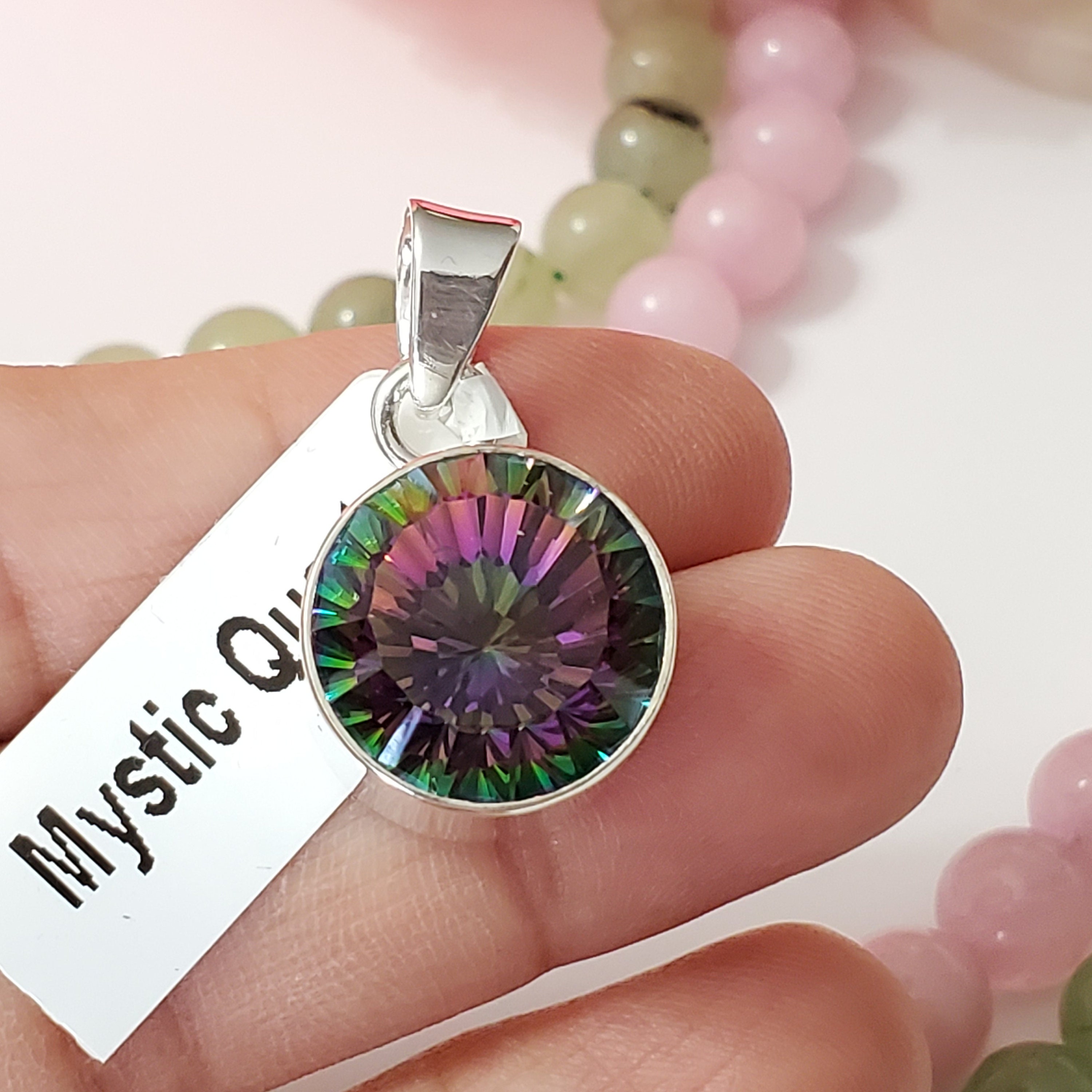 925 Silver Pendant Sterling Silver Pendant Round Stone - Etsy UK