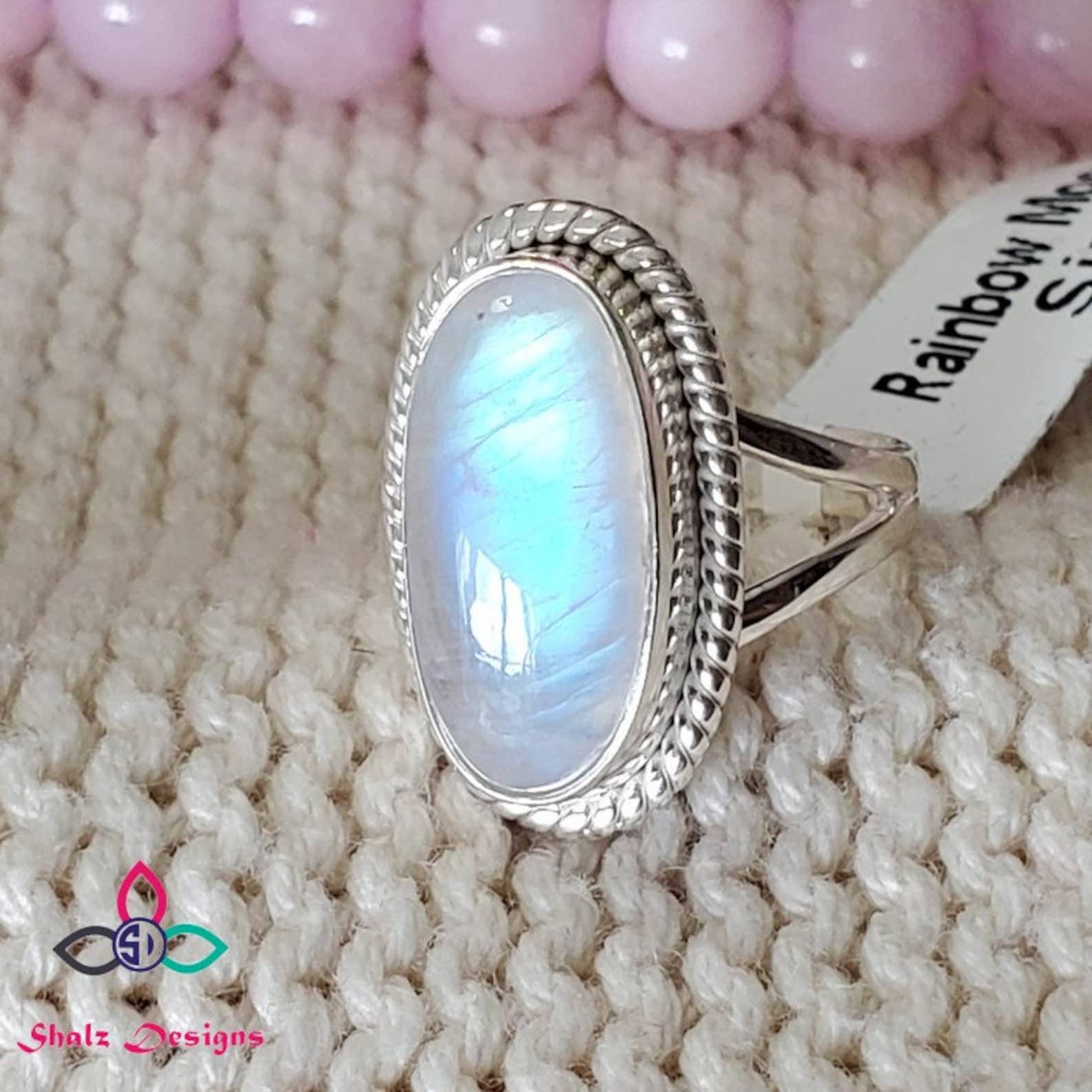 Rainbow Moonstone Ring Genuine Moonstone Ring Moonstone | Etsy