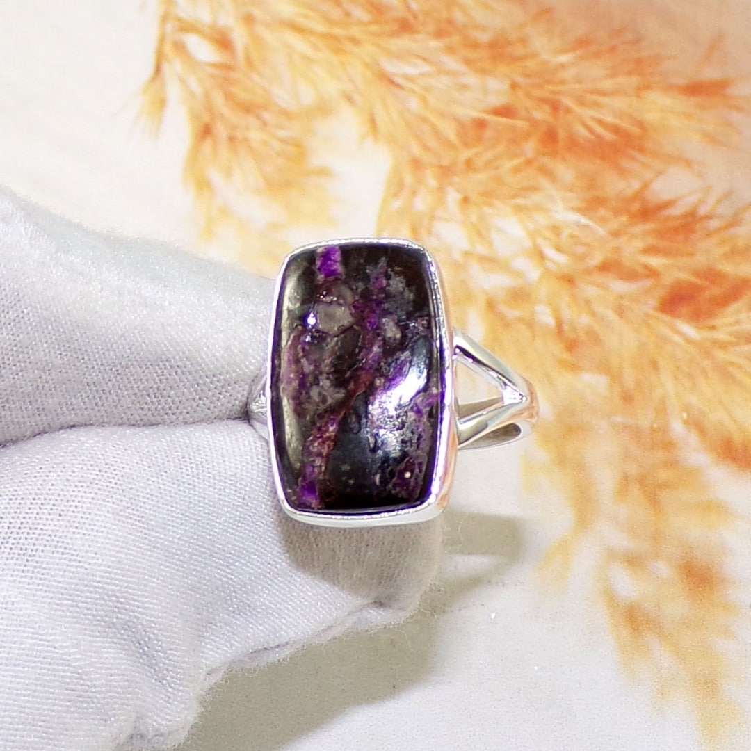 Genuine Sugilite Rings, Natural Sugilite Rings, Solid Sterling 925 ...