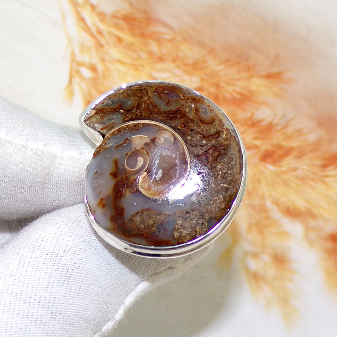Genuine Ammonite Rings, Ammonite Rings, 925 Sterling Silver Ring, for ...