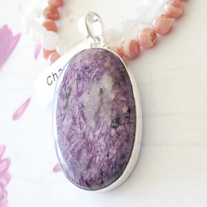 Huge Massive Charoite Pendant, Big Blue Charoite Pendant, Oval Charoite ...