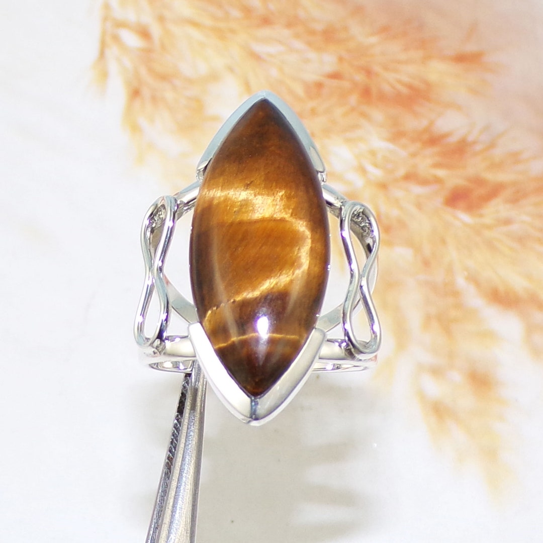 Handmade 925 Sterling Silver Tiger's Eye Ring - Size 9 - Etsy