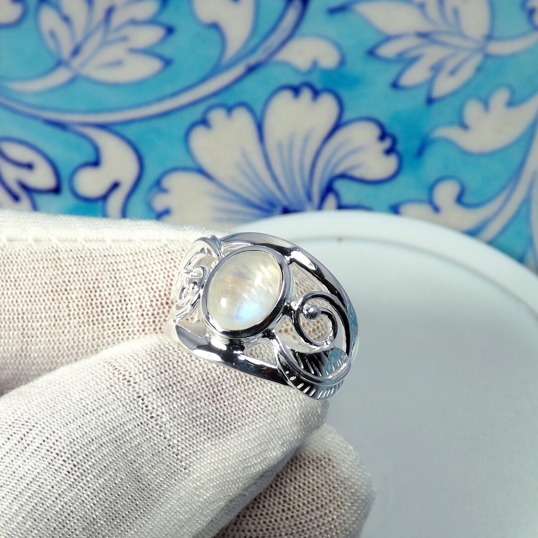 Rainbow Moonstone Ring, Moonstone Ring, Handmade Ring, Gemstone Ring ...