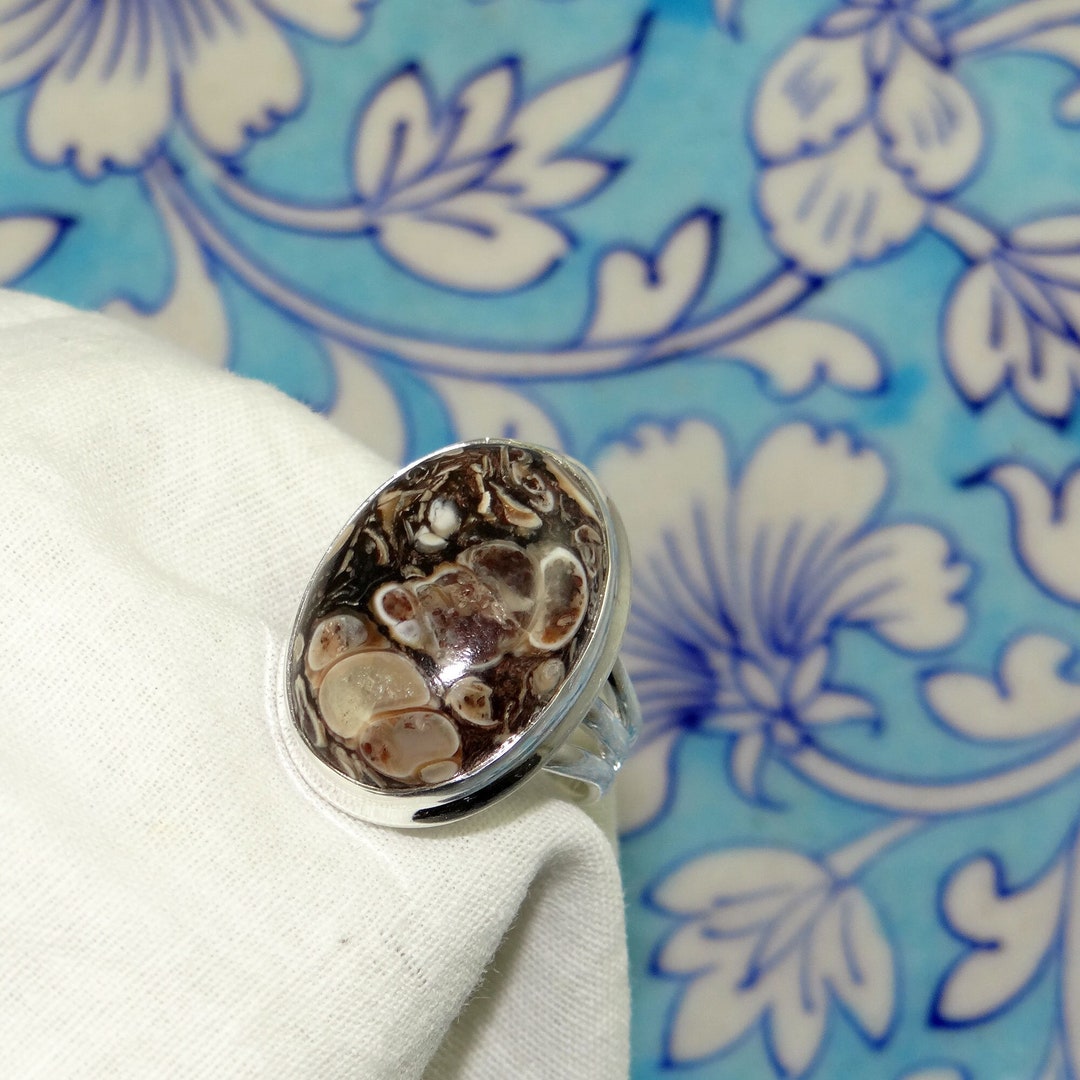 Handmade Turtella Jasper Ring: Sterling Silver Gemstone, Size 6 - Etsy