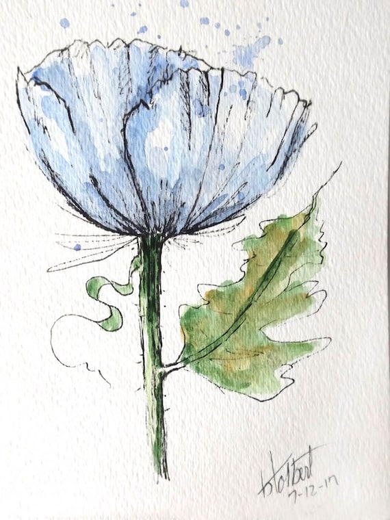 Watercolor Pen And Ink Flowers