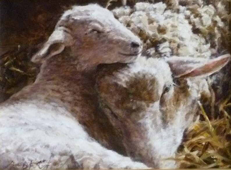 Communion, Ewe and Lamb, Farm Animals, Farm Painting, Oil Painting - Etsy