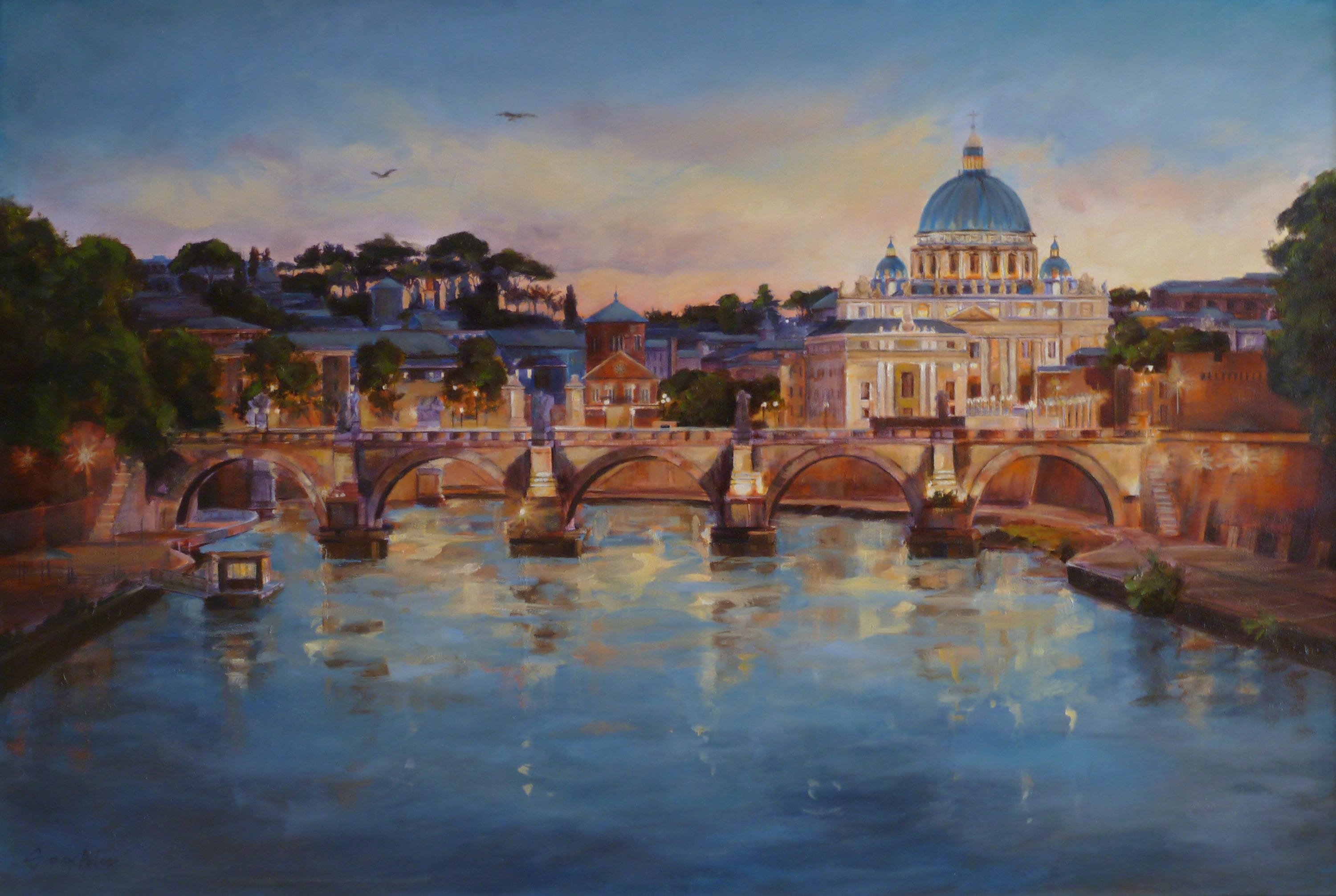 Evening in Rome, an Oil Painting of Rome, Italy - Etsy