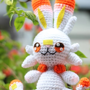 Scorbunny Pokemon Sword Shield Chibi Plushie Amigurumi Stuffed Toy Doll ...