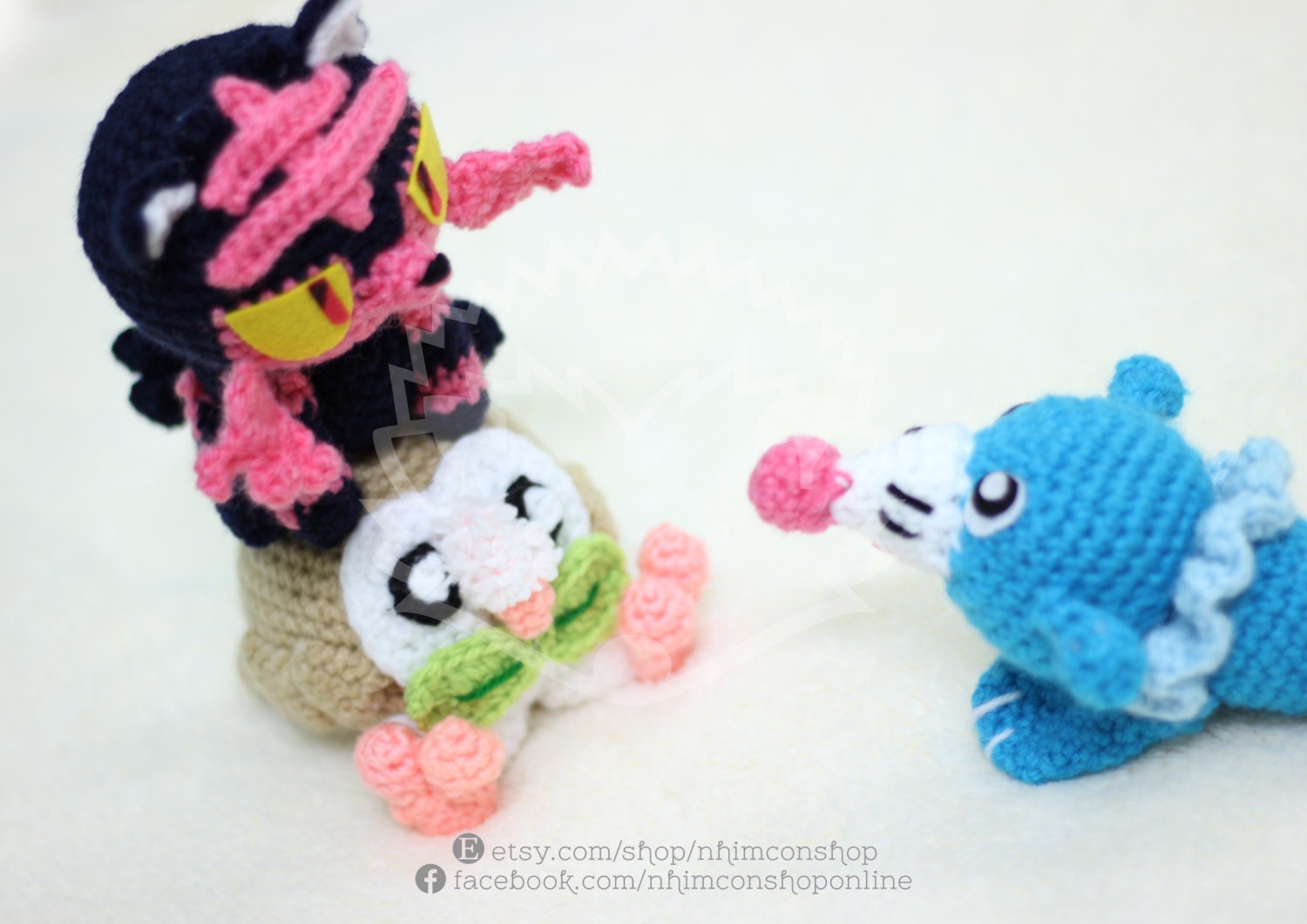 Rowlet Litten Popplio Pokemon Sun Moon Alola Starter Chibi Plushie ...