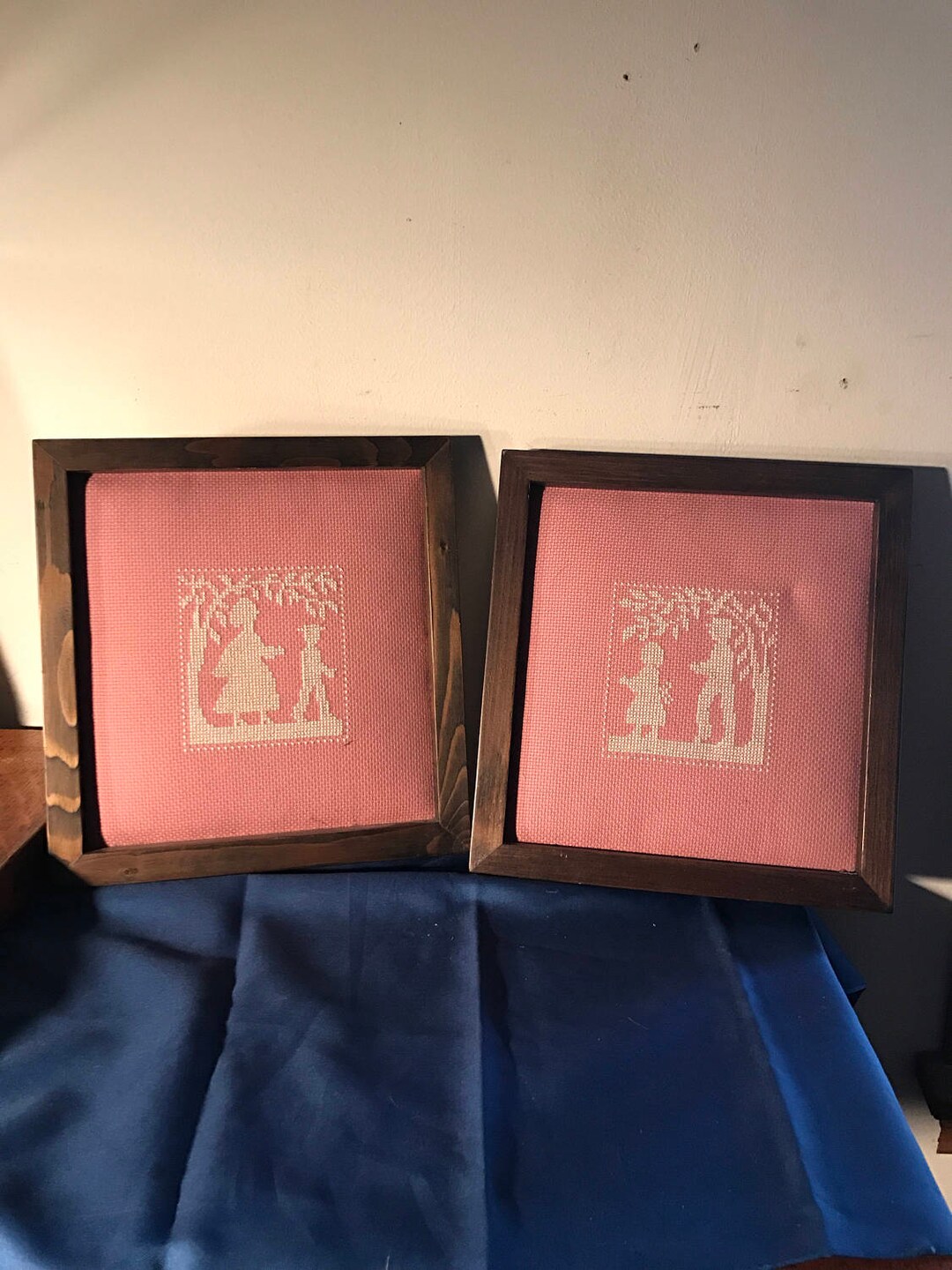 Family Tree Needlepoint Embroidery Hand Stitched Childrens Room Pink ...