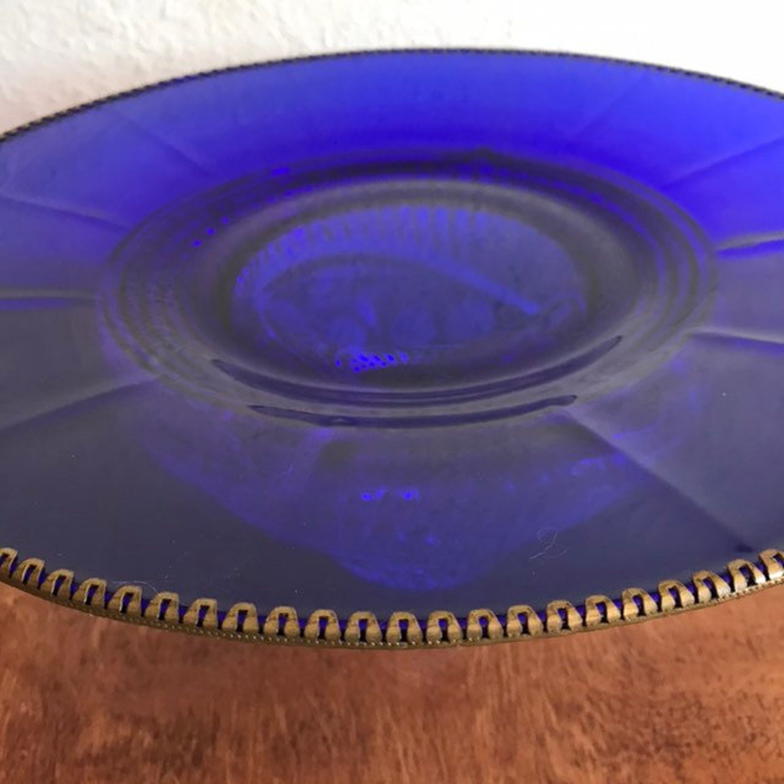 Platter Large Cobalt Blue Gold Trim Elegant Holiday Table - Etsy