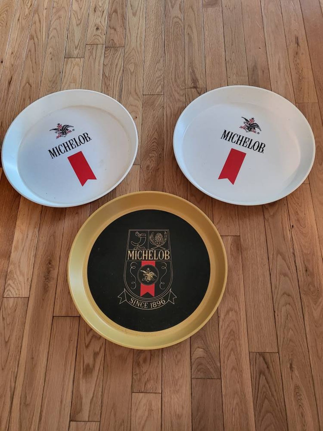 Metal Michelob Serving Trays Vintage Bar Man Cave TV Football Sports ...