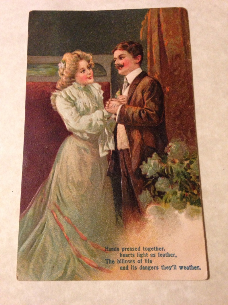 Post Card Antique Victorian Vintage Ephemera Dancing Couple | Etsy