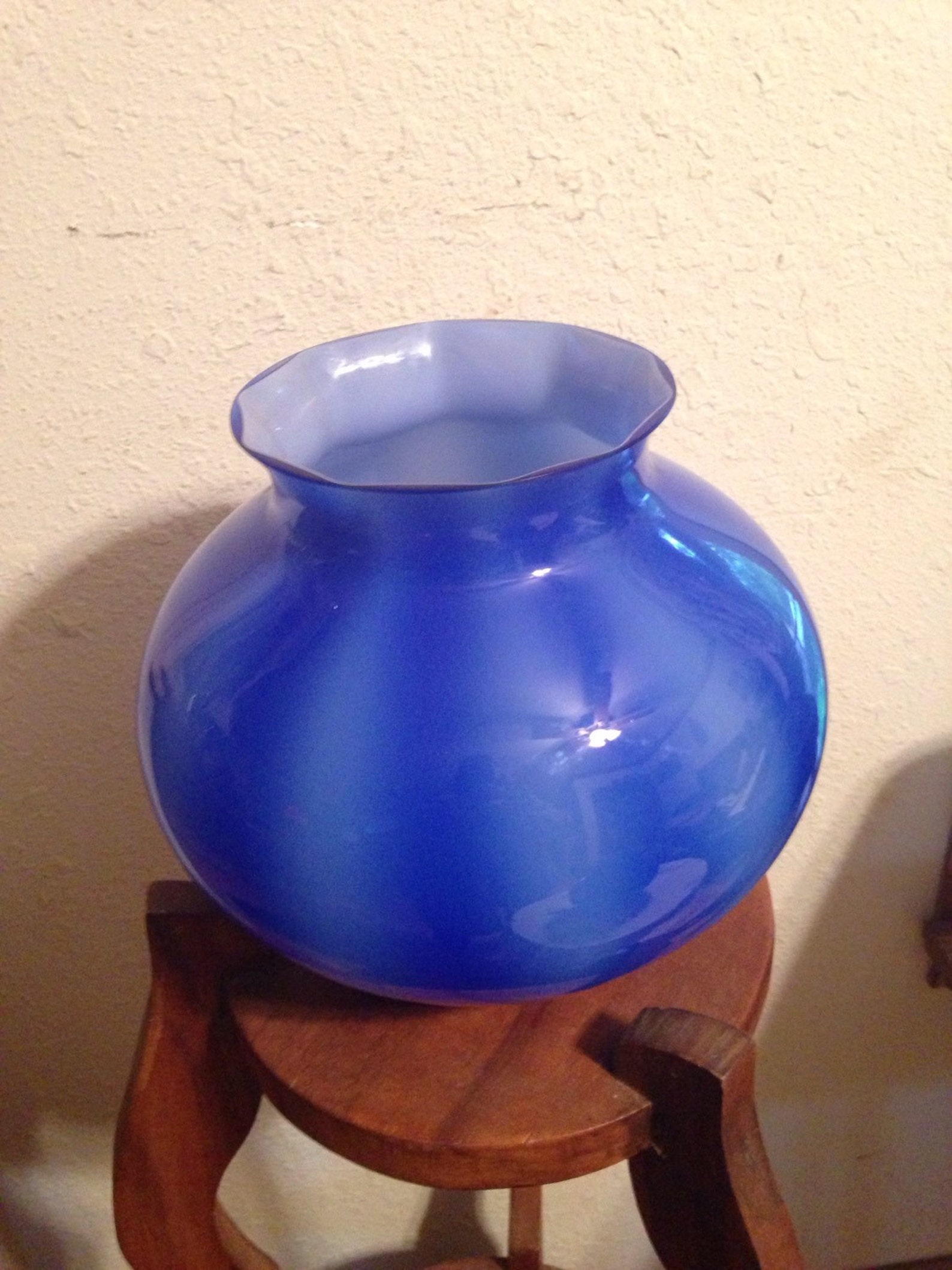 Murano Bowl Cobalt Blue Vase Large Hand Blown Glassware Brazil Family ...