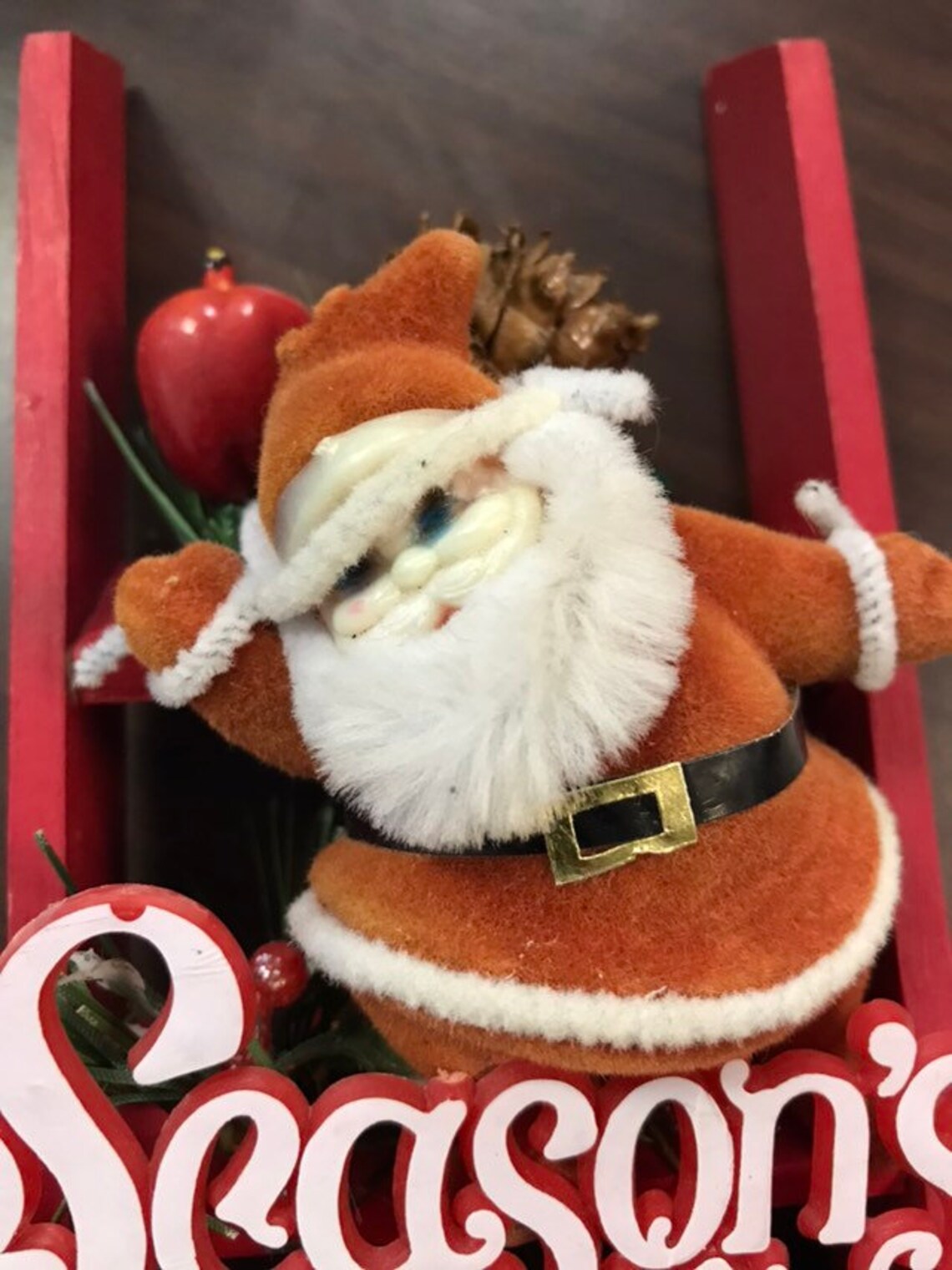 Christmas Red Ladder Antique Papa Noel Vintage Holiday Table - Etsy