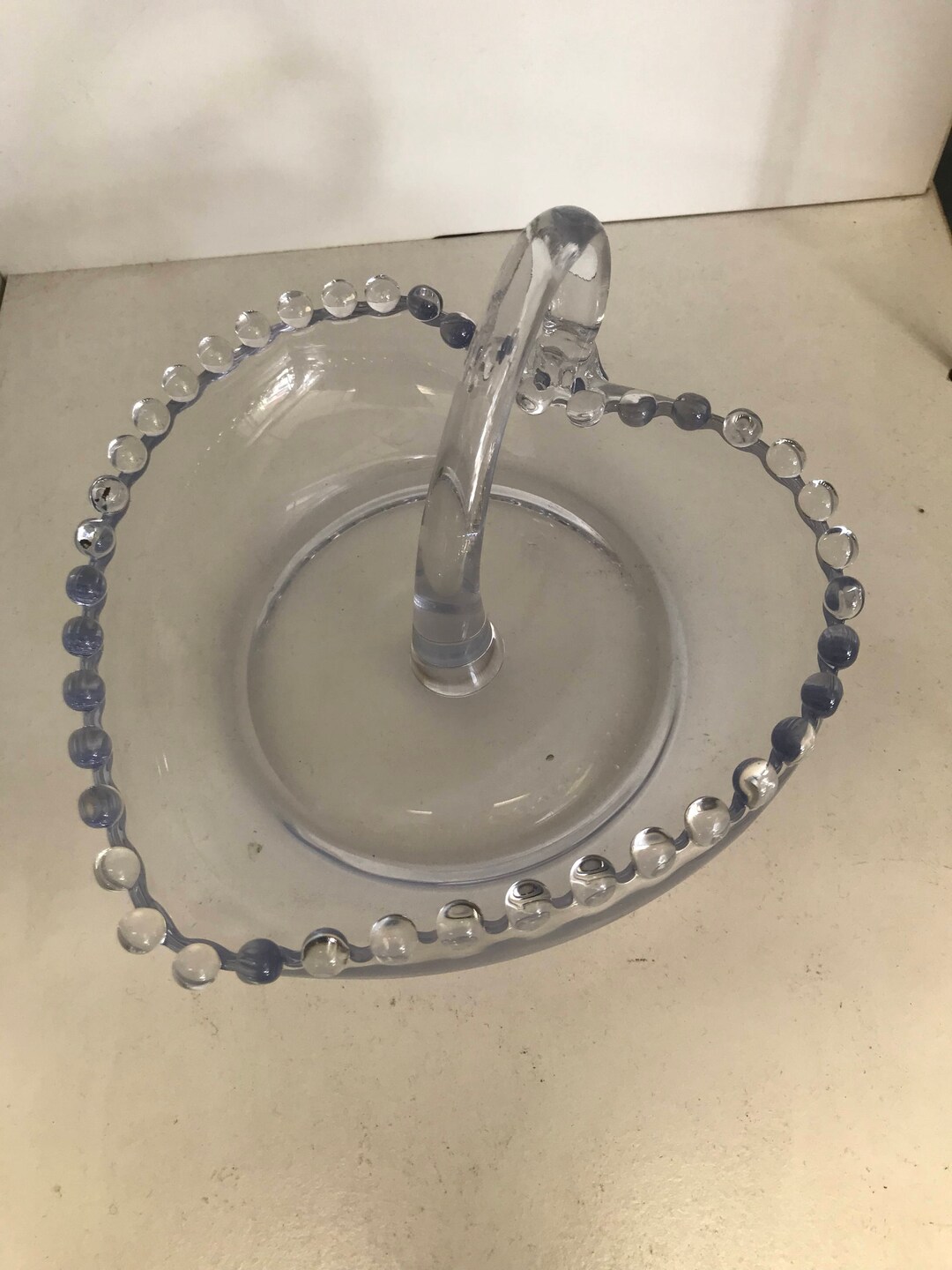 Candlewick Glass Heart Candy Dish: Periwinkle Lavender Condiment Bowl ...