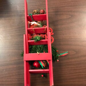 Christmas Red Ladder Antique Papa Noel Vintage Holiday Table - Etsy