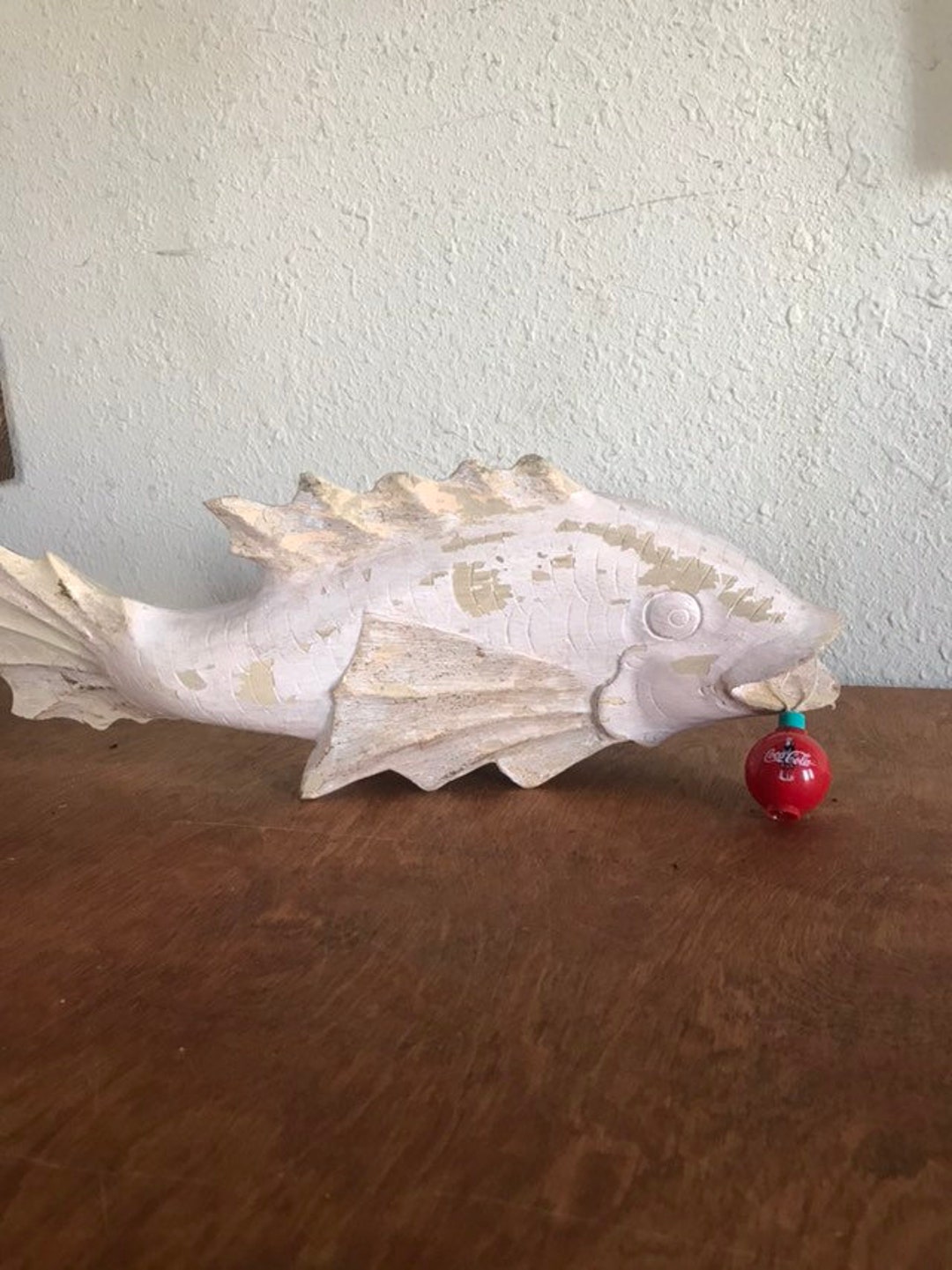 Fish Chalk Figurine Painted White Vintage Paint Chipped Art Piece ...