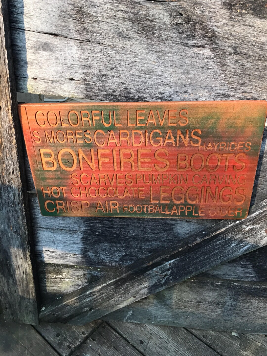 Bonfire Wood Sign Words Carved Painted Old Wood Autumn Colors - Etsy