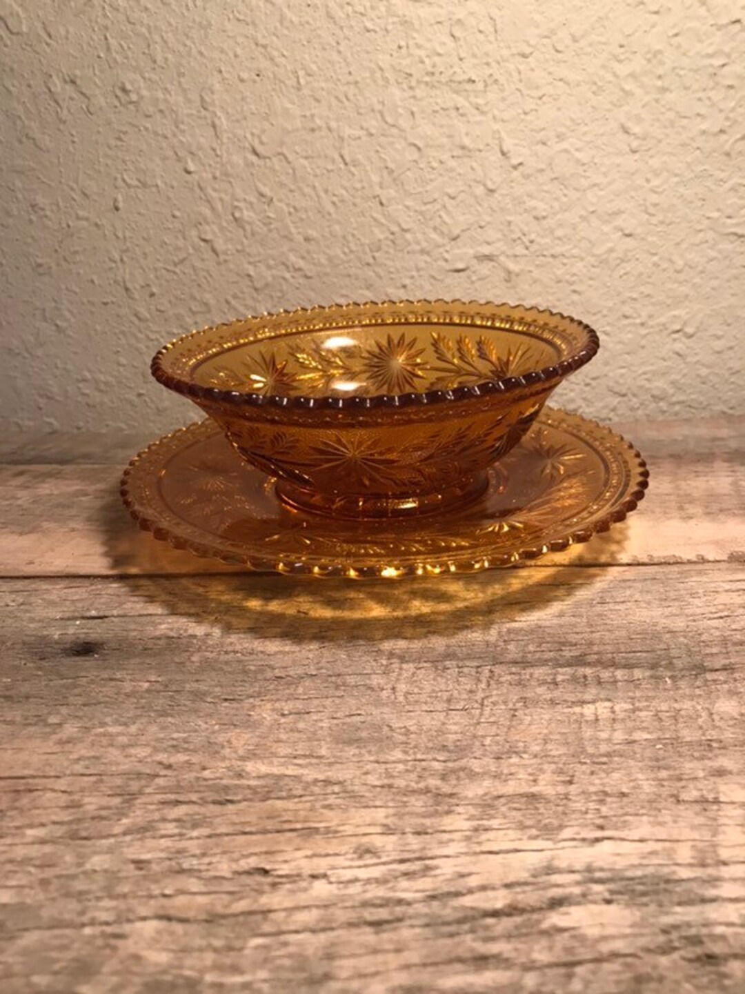 Depression Style Autumn Harvest Coloring Amber Glassware Bowl Matching ...