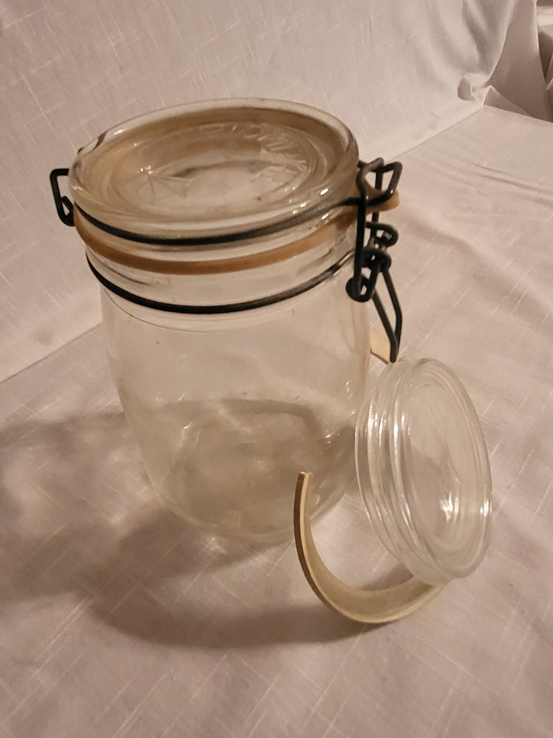 Mason Jar Vintage Clear Glass Storage Container 1L Bow Arrow Symbol ...