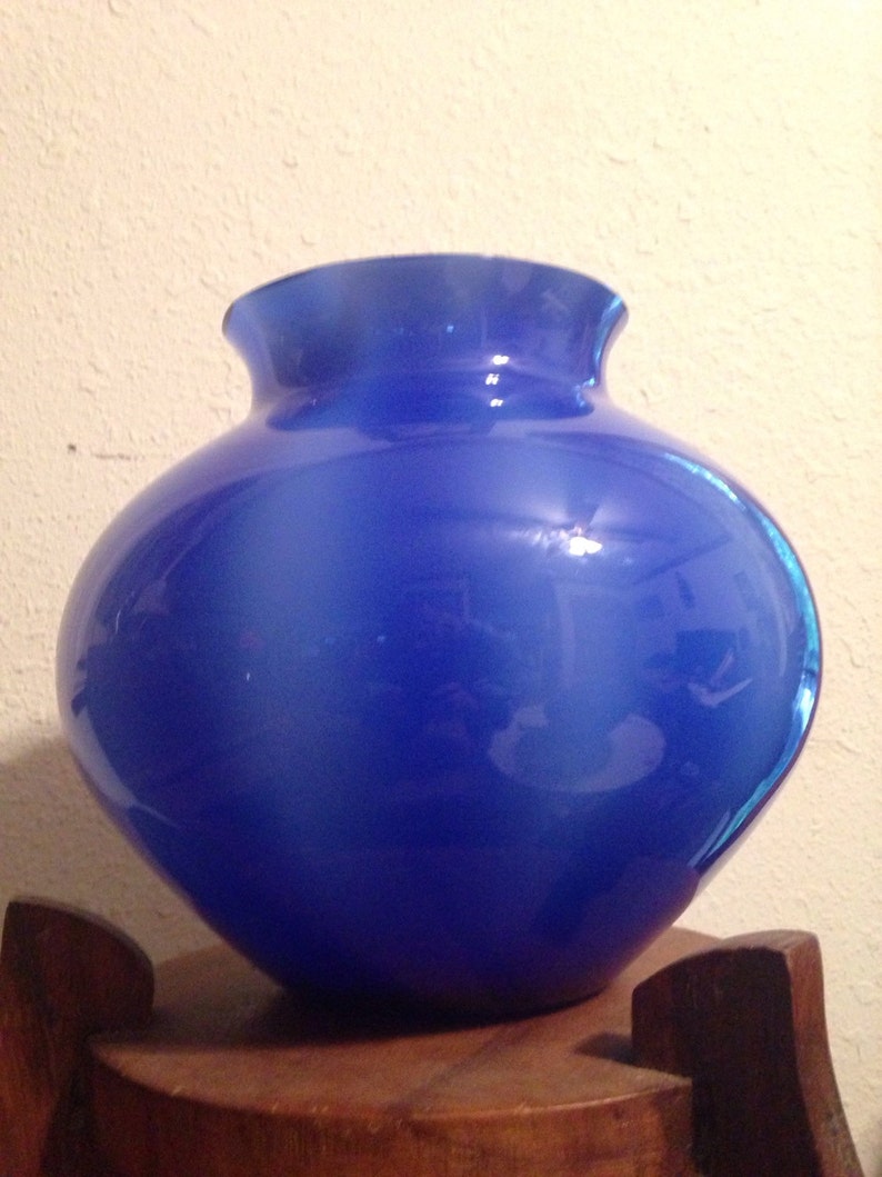 Murano Bowl Cobalt Blue Vase Large Hand Blown Glassware Brazil | Etsy